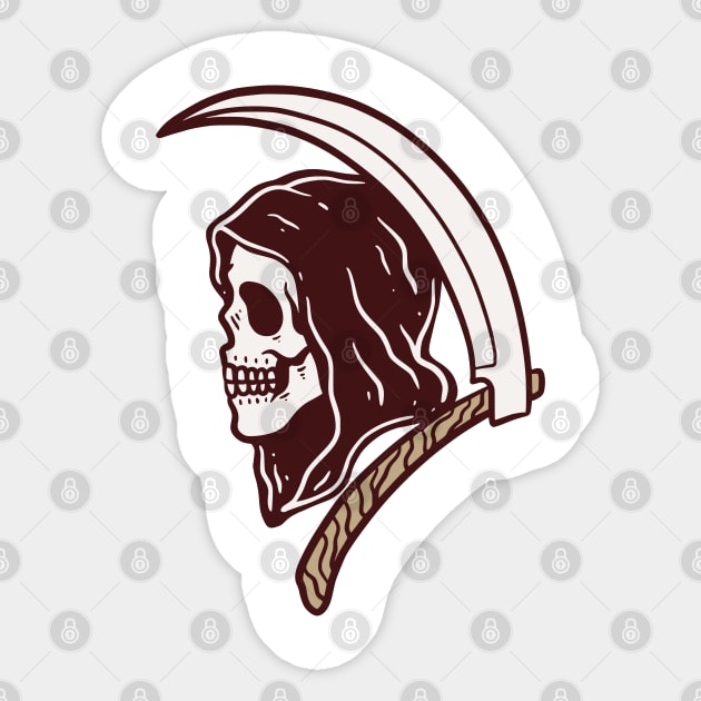 Grim Reaper Skull Grim Reaper Death Sticker Teepublic